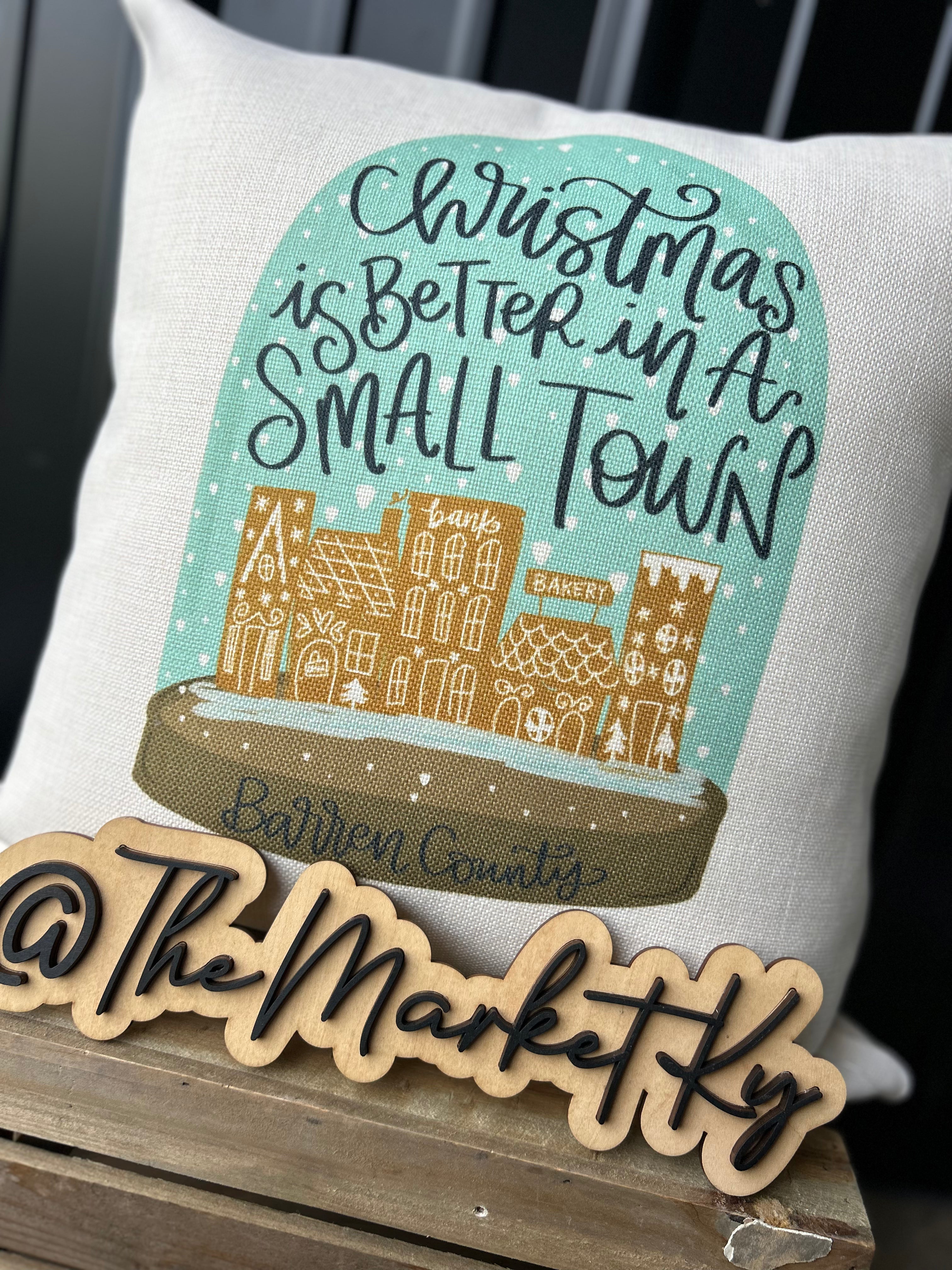 Christmas In A Small Town-Barren County Pillow – The Market Ky
